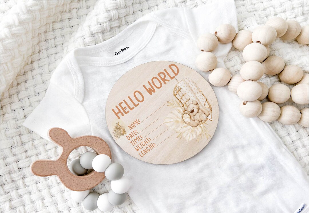 Hello World Baby Name Sign | Newborn Sign Prop | Birth Announcement ...