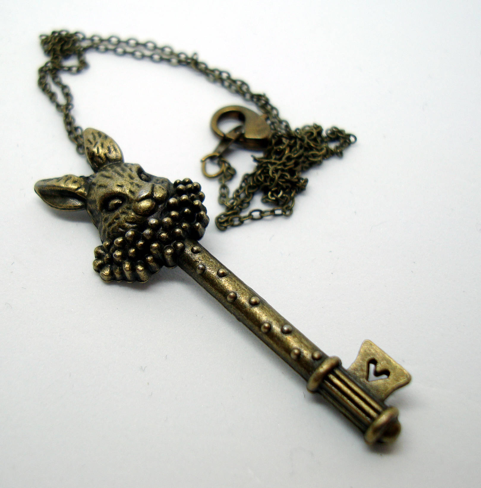 Rabbit Head Key Chain Necklace Vintage Steampunk or Goth | Etsy