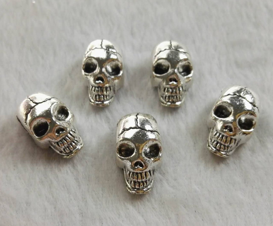 20pcs Skull Beads , Skull Head Beads , Large Hole Skull Jewelry , DIY ...