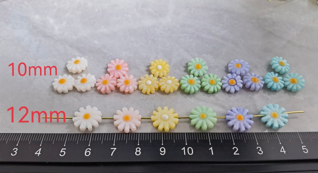 Shell Freshwater Dyed Daisy Flower Bead Double Sided Flower Bead Carved ...