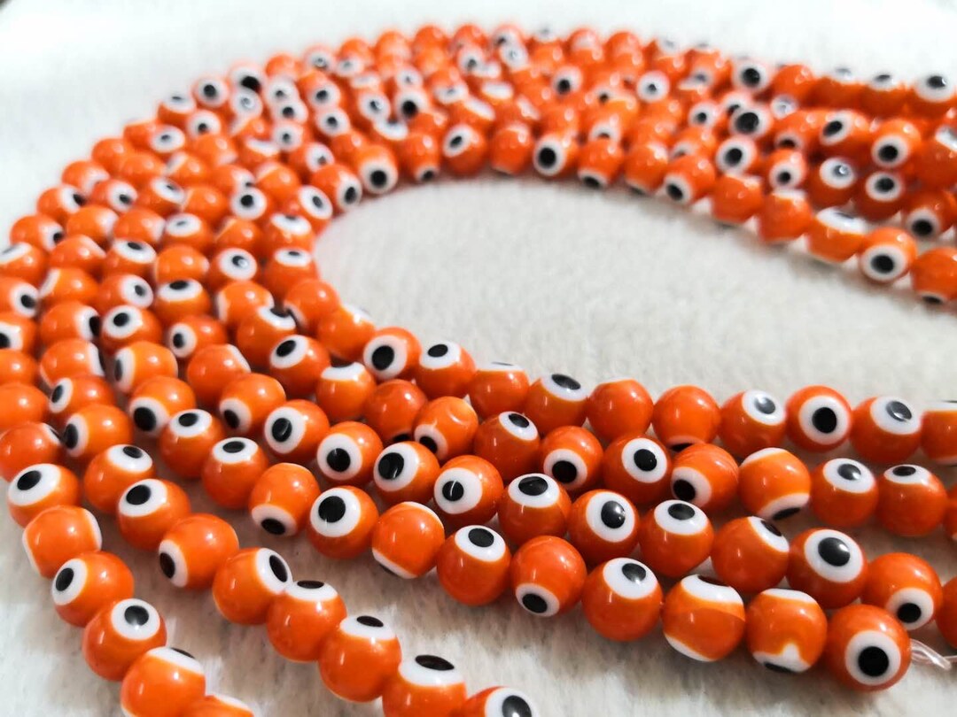 Orange Evil Eye Round Beads ,glass Evil Eye Beads ,4mm 6mm 8mm 10mm ...
