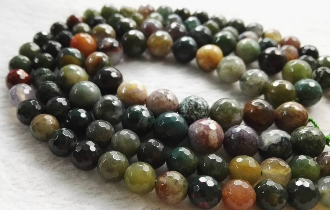 1 Full Strand 6mm 8mm 10mm Indian Agate Beads , Faceted Agate Beads ...