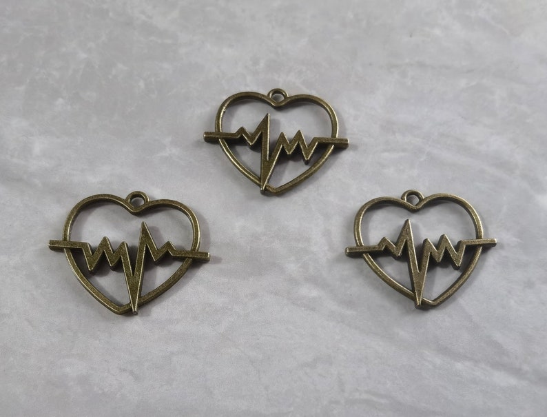 30pcs Heart With ECG Beat Charms double Sided Heartbeat - Etsy
