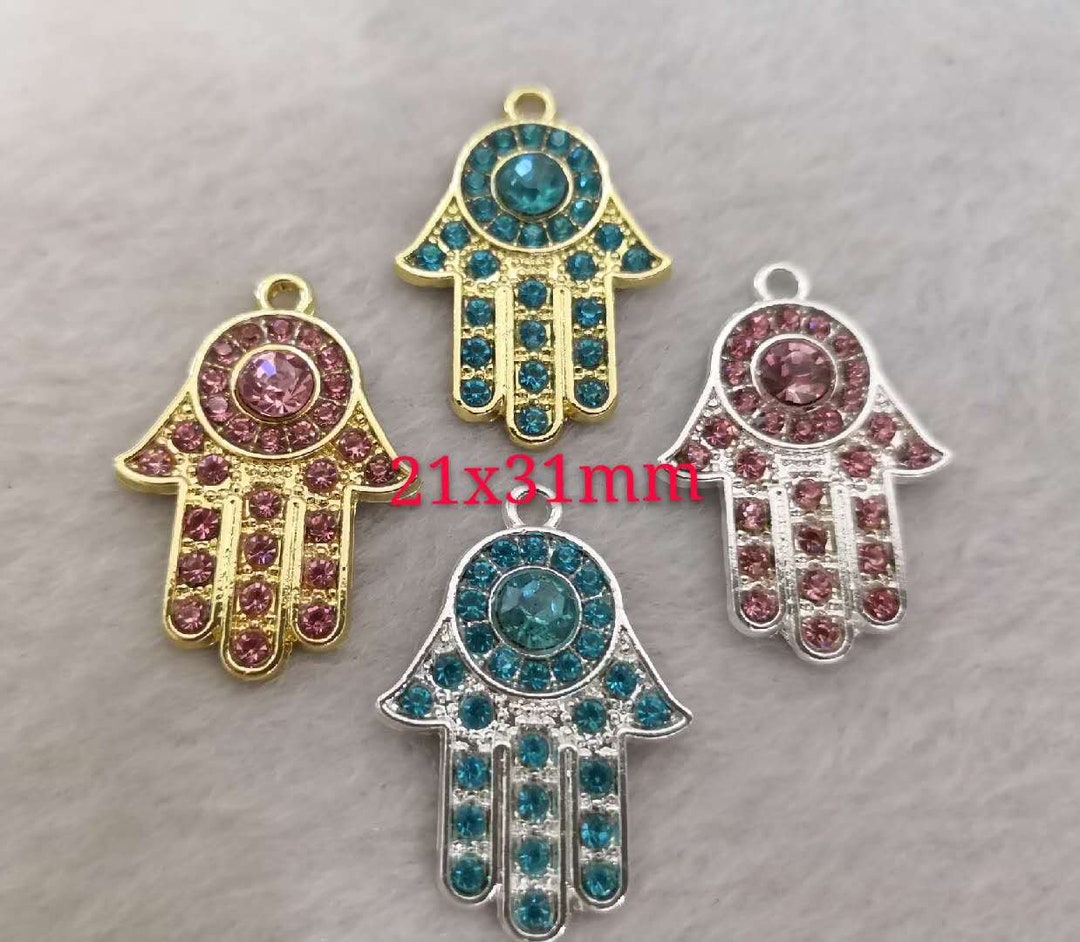 5/10/30pcs Rhinestone Hamsa Hand Charms ,pave Crystal Hamsa Charms ...