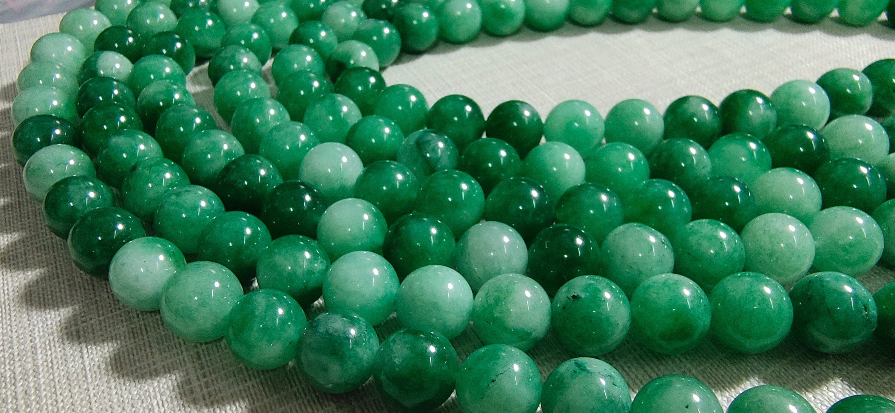 1 Full Strand Natural Green Jade Round Beads ,jade Beads ,6m 8mm 10mm ...