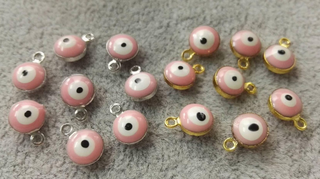 20pcs Enamel Evil Eye Charms , Turkish Eye Charms , Pink Evil Eye ...