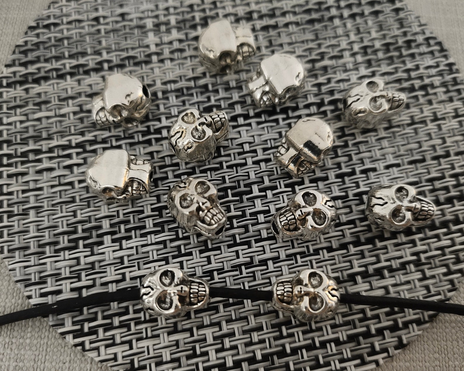 30pcs Antique Silver ,gold Skull Head Beads ,2 Sided Skull Head Beads ...
