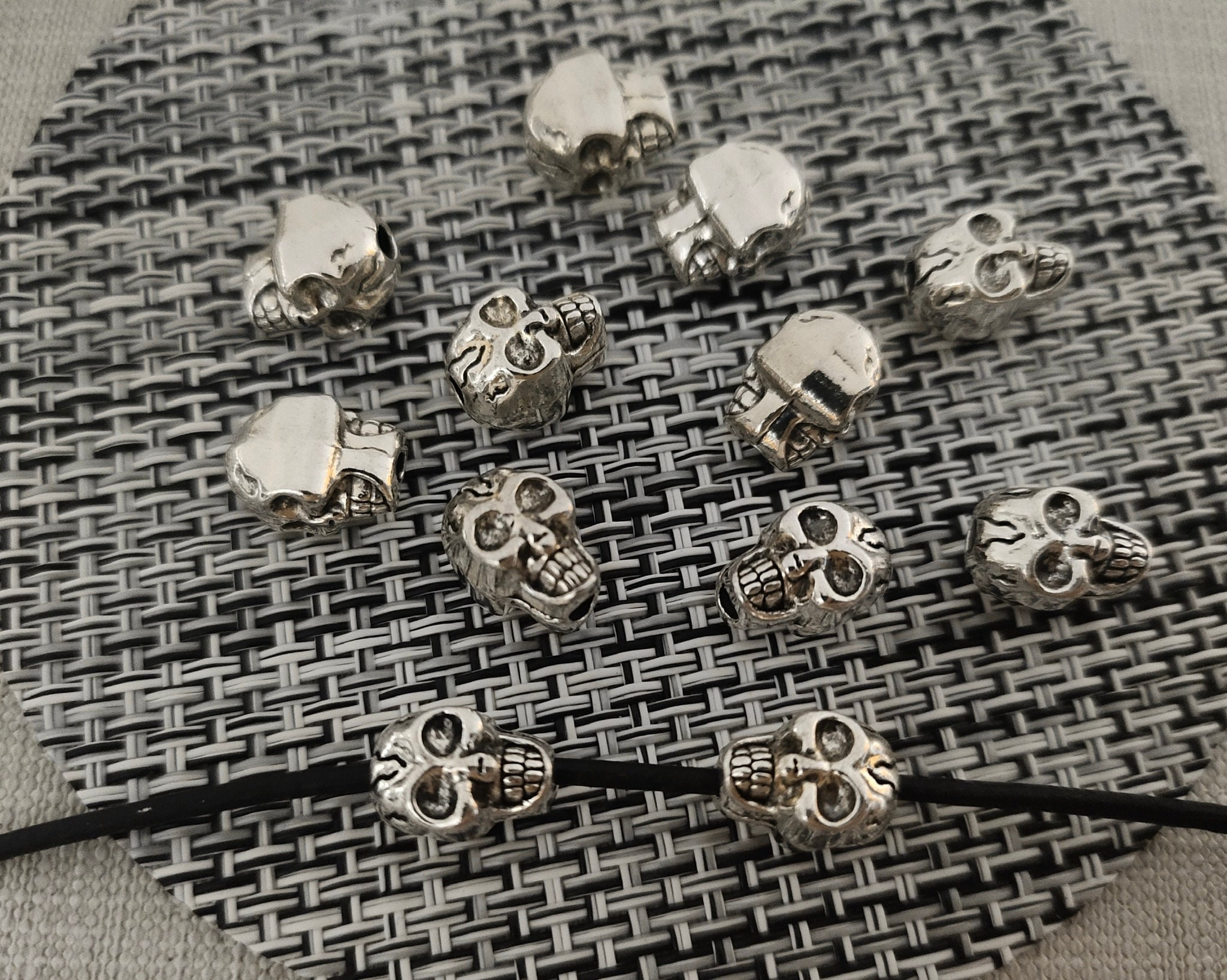 30pcs Antique Silver ,gold Skull Head Beads ,2 Sided Skull Head Beads ...