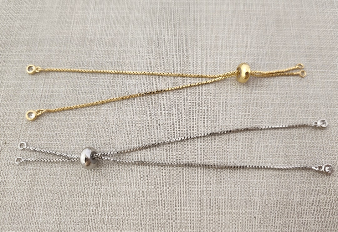 Adjustable Bolo Bracelet ,12cm Box Chain With Slider Clasp Bracelet ...