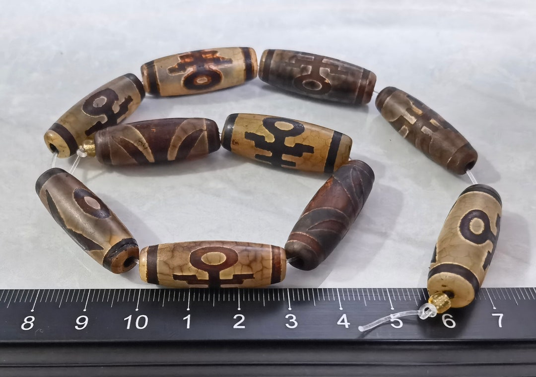 10pcs Big Man Aristocrat Dzi Beads ,ancient Warrior Dzi Bead ,10x30mm ...