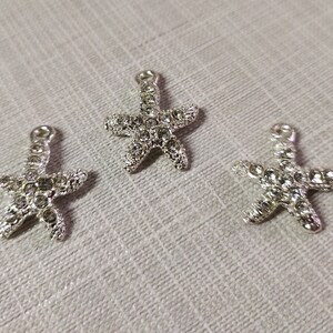 10 Pcs Rhinestone Starfish Charms , Starfish Pendant , 17x20mm Starfish ...