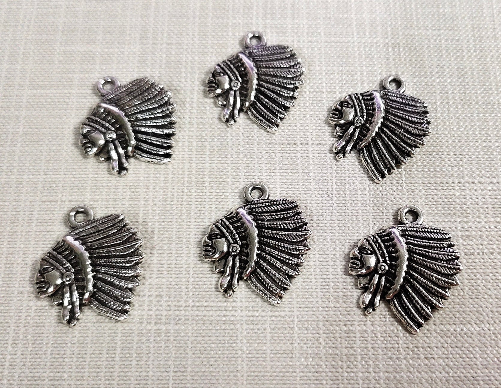 21x19mm Antique Silver Chief Charms Indian Head Charms | Etsy