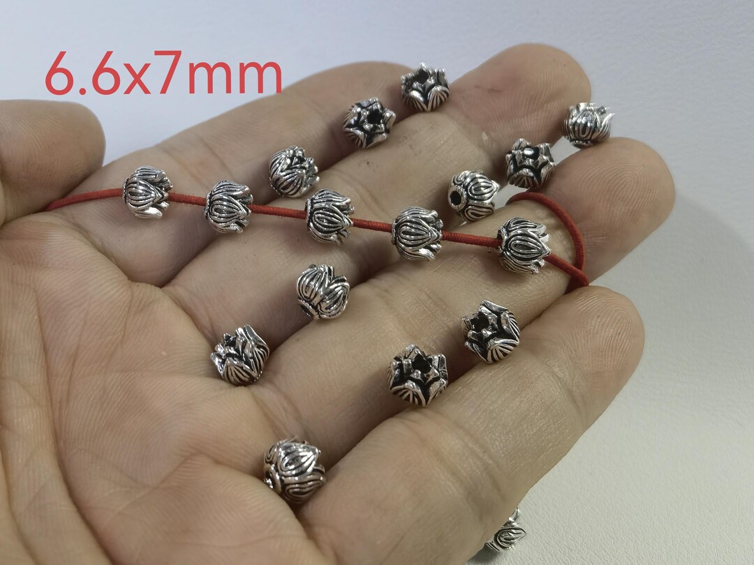6.6x7mm Lotus Flower Beads ,silver Lotus Spacer Beads ,3D Lotus Beads ...