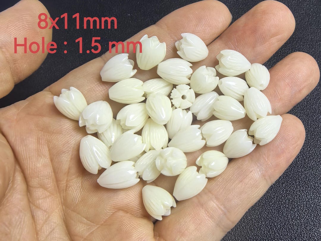 Hawaiian Pikake Beads, White Composite Resin Coral Flower Bead ,carved ...