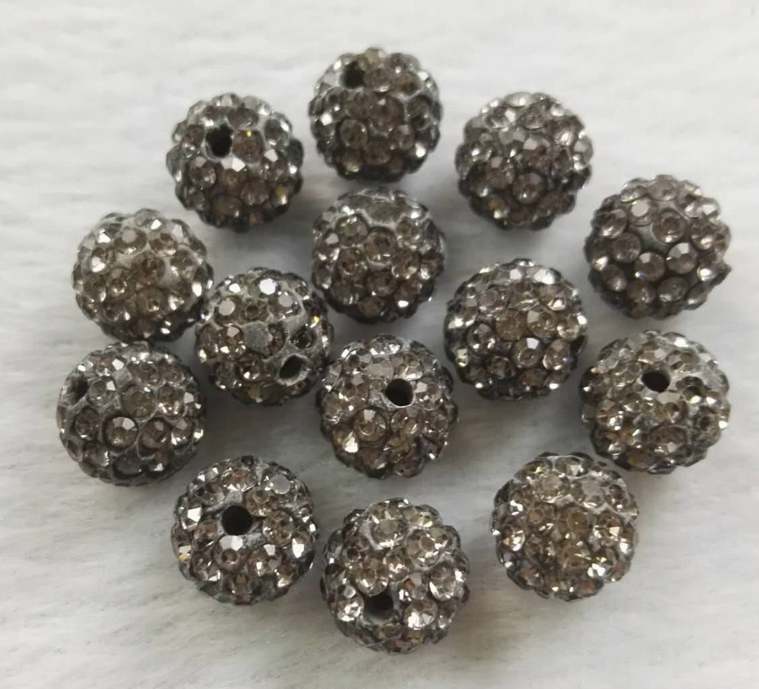 8mm 10mm Gray Disco Ball Beads ,micro Pave Crystal ,pave Crystal Beads ...