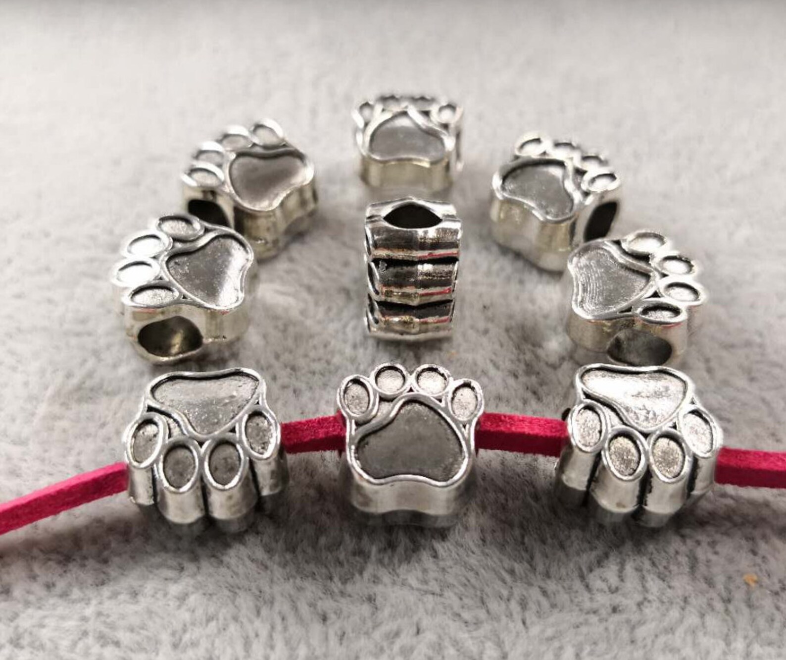 30pcs Bears Paw Beads Large Hole Antique Silver Beads - Etsy