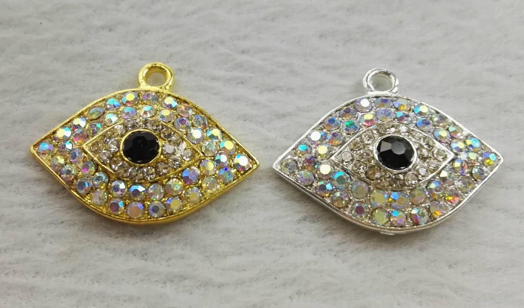 5pcs Rhinestone Evil Eye Charms , Evil Eye Pendants , Evil Eye Jewelry ...