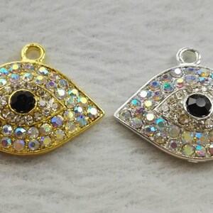 5pcs Rhinestone Evil Eye Charms , Evil Eye Pendants , Evil Eye Jewelry ...