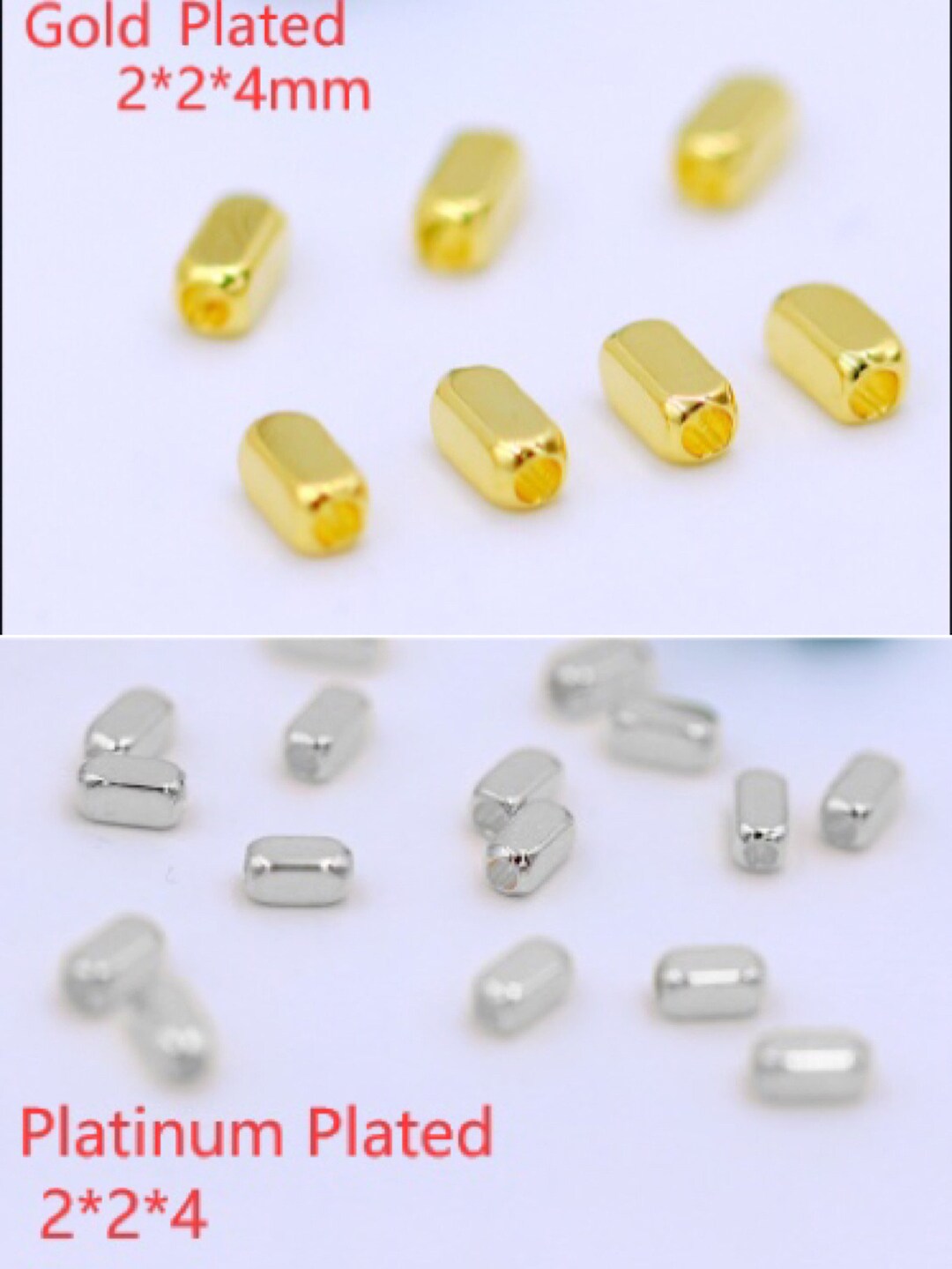 18K Plated Rectangular Rounded Edges Brass Beads ,rectangle Shaped ...