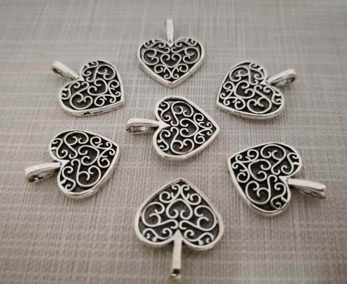 50pcs Metal Heart Charms heart Pendant antique Silver / Gold | Etsy