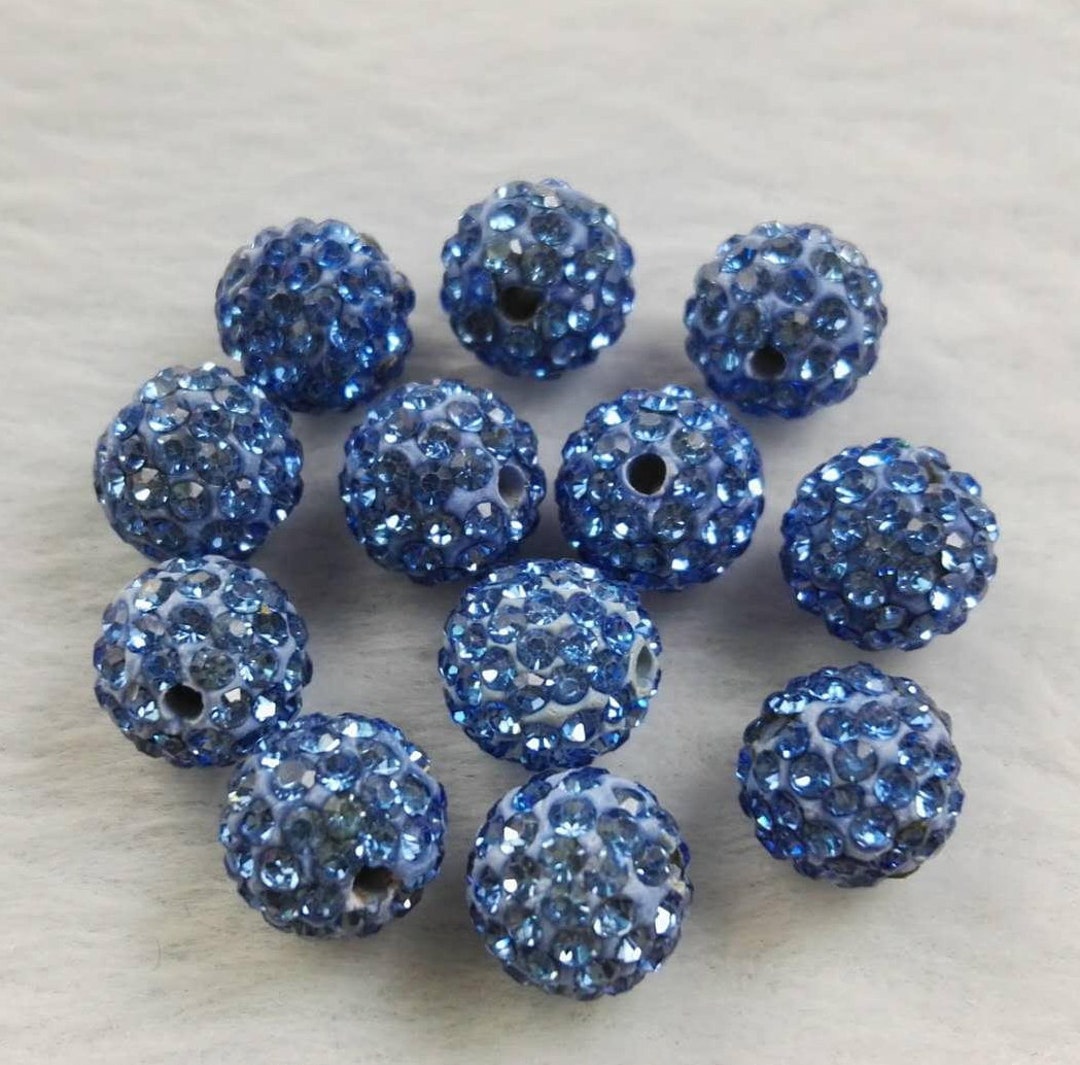 8mm 10mm Light Blue Disco Ball Beads,micro Pave Crystal, 6 Rows ...