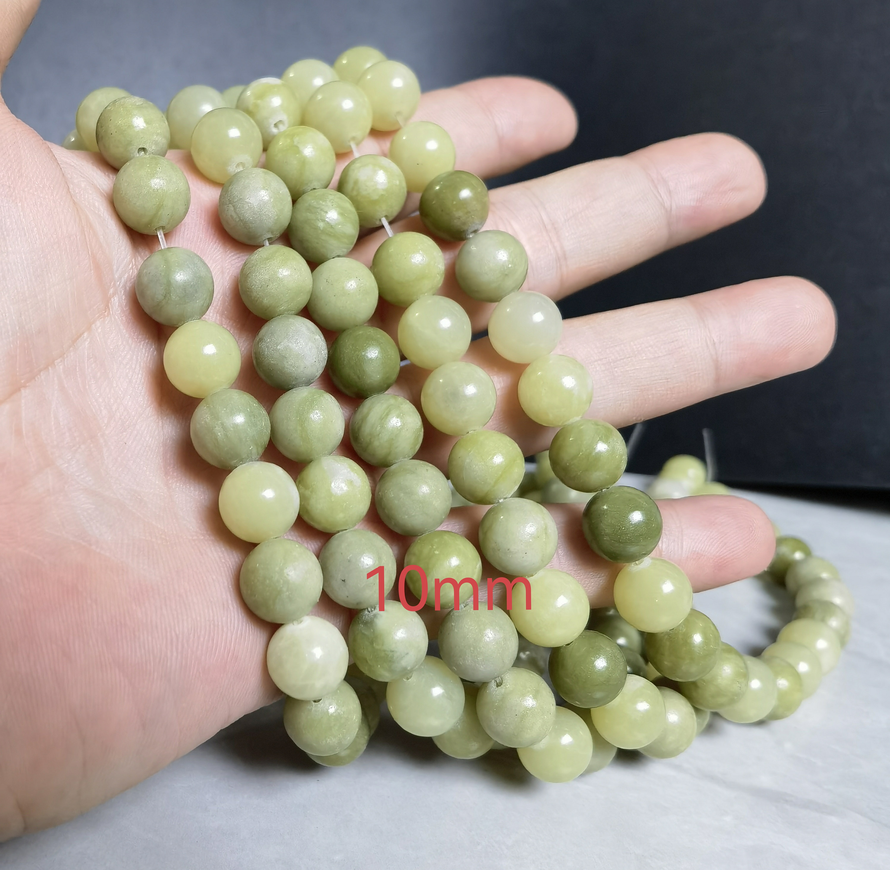 1 Full Strand Olive Green Jade Round Beads ,jade Beads ,6m 8mm 10mm ...