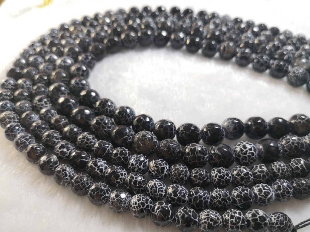 1 Full Strand 8mm 10mm Faceted Round Agate Beads ,black Frosted Agate ...