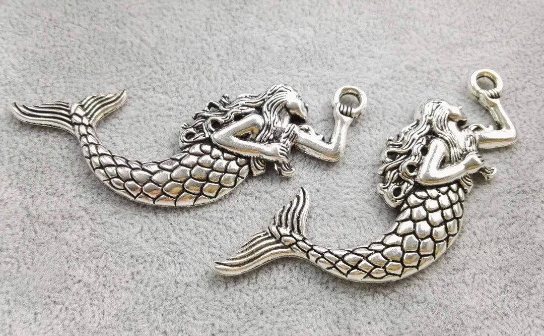 15pcs Large Mermaid Pendants ,33x75mm Mermaid Jewelry ,ocean Charms ...
