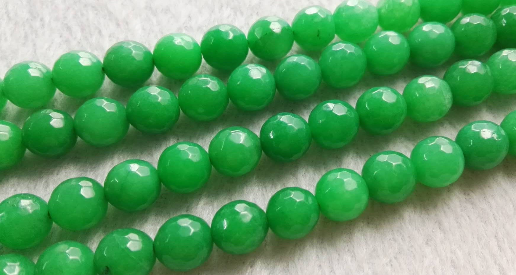 1 Full Strand 8mm Faceted Agate Beads Green Agate Beads | Etsy