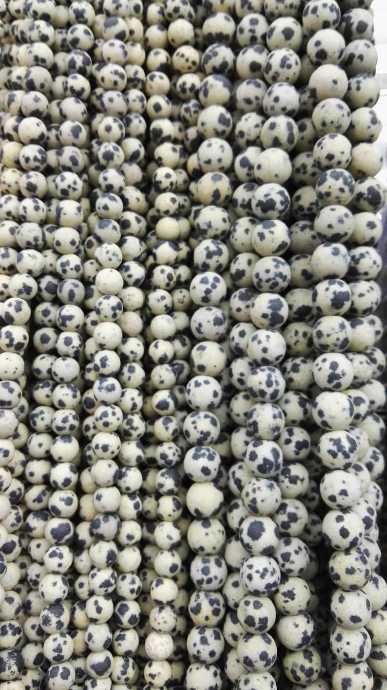 1 Full Strand 6mm 8mm 10mm Matte Dalmatian Jasper Beads | Etsy