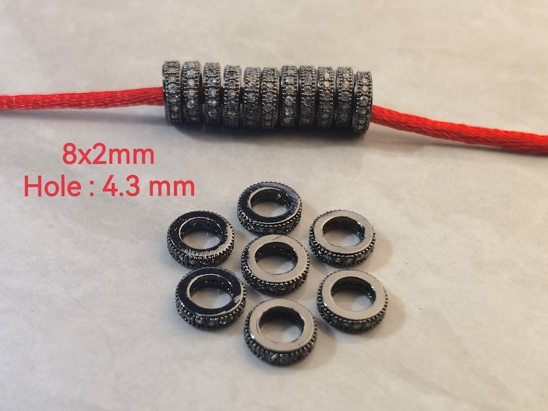 CZ Micro Pave Rondelle Spacer Beads ,2x8mm Rondelle Beads ,platinum ...