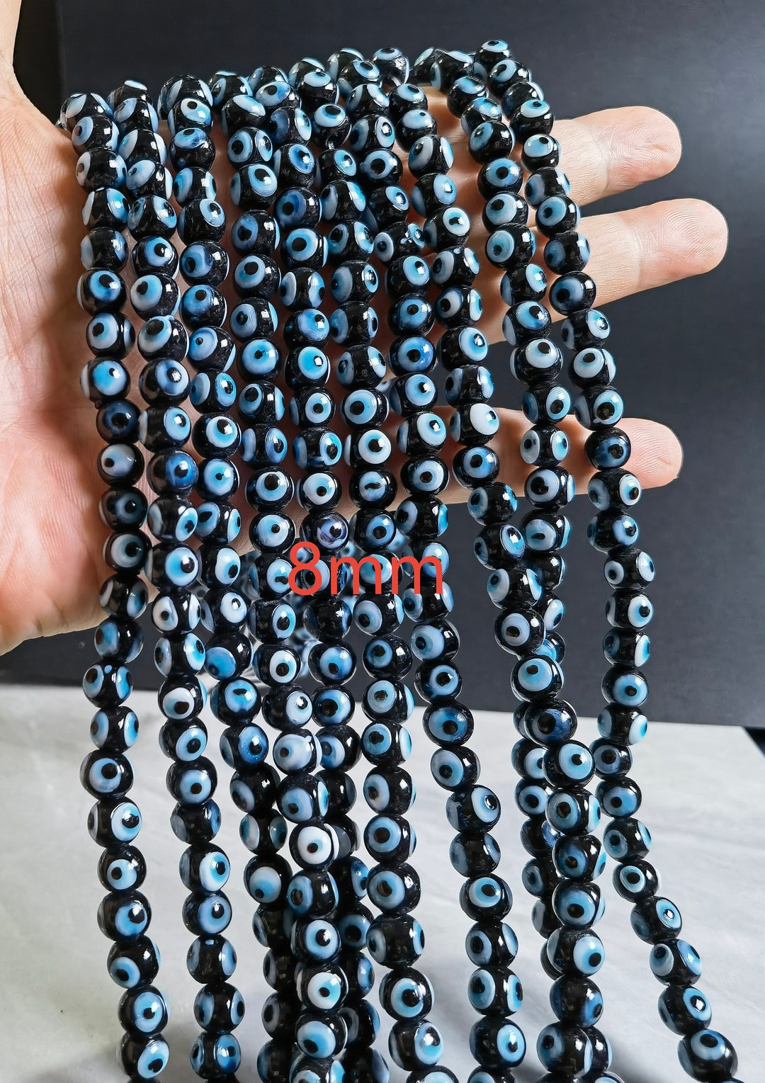 Black Evil Eye Round Beads ,glass Evil Eye Beads ,8mm 10mm Lampwork ...