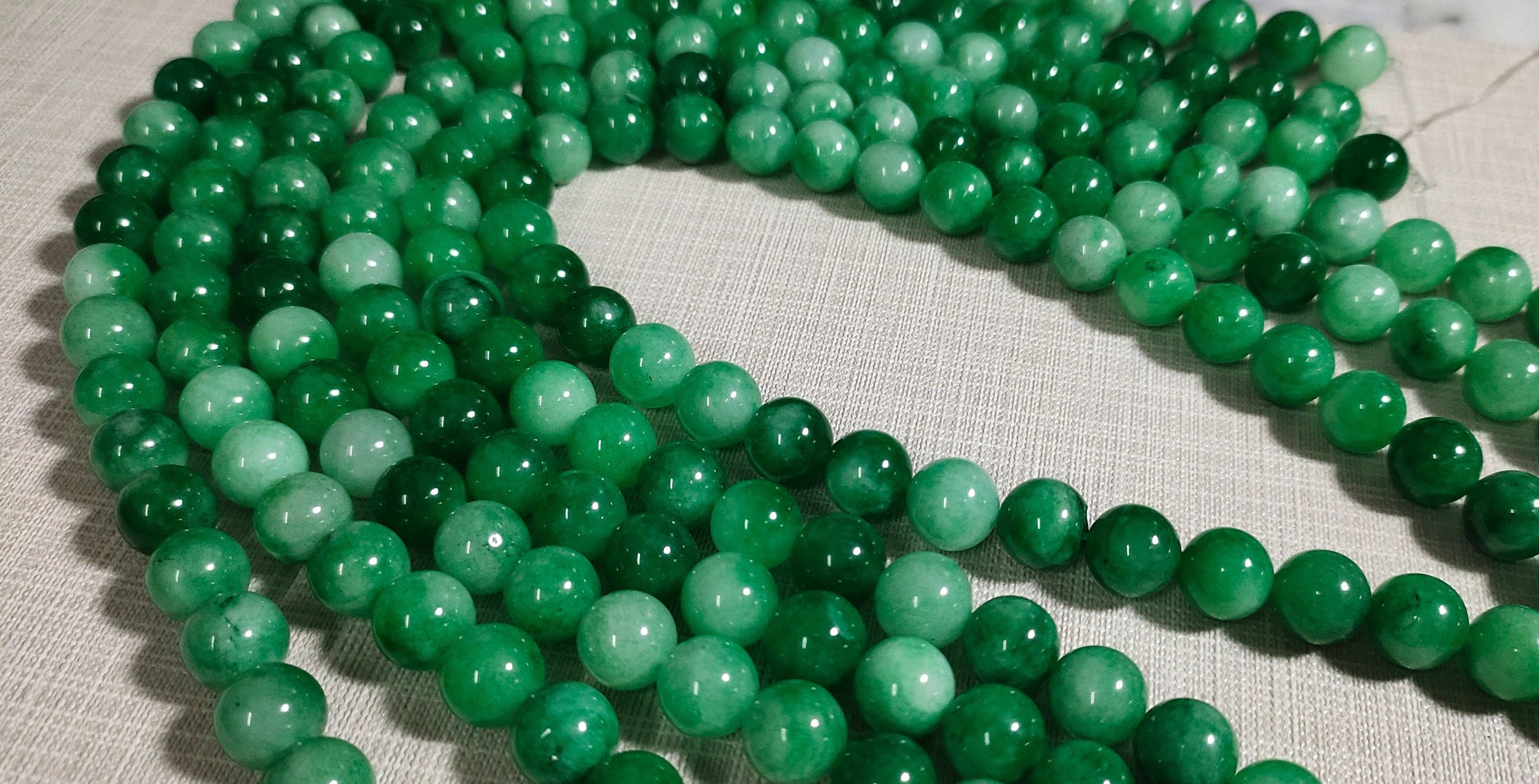 1 Full Strand Natural Green Jade Round Beads ,jade Beads ,6m 8mm 10mm ...