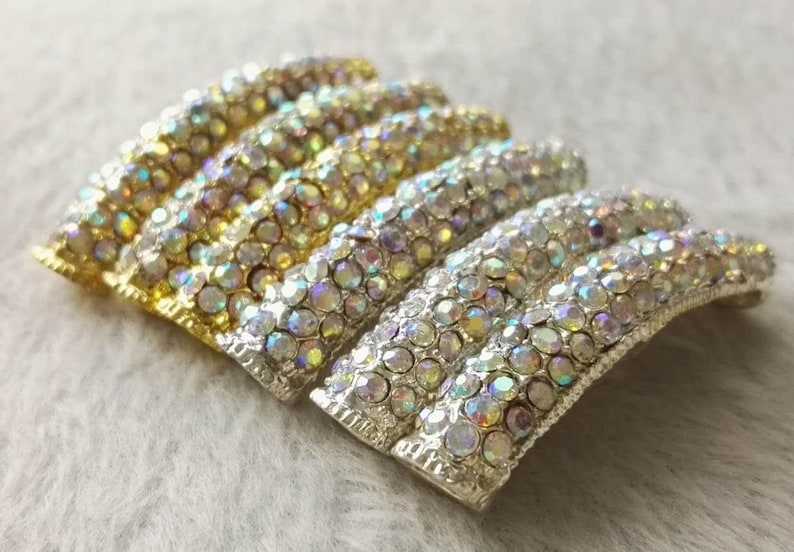 10pcs Rhinestone Curved Tube Connector , Metal Bar Connector ...
