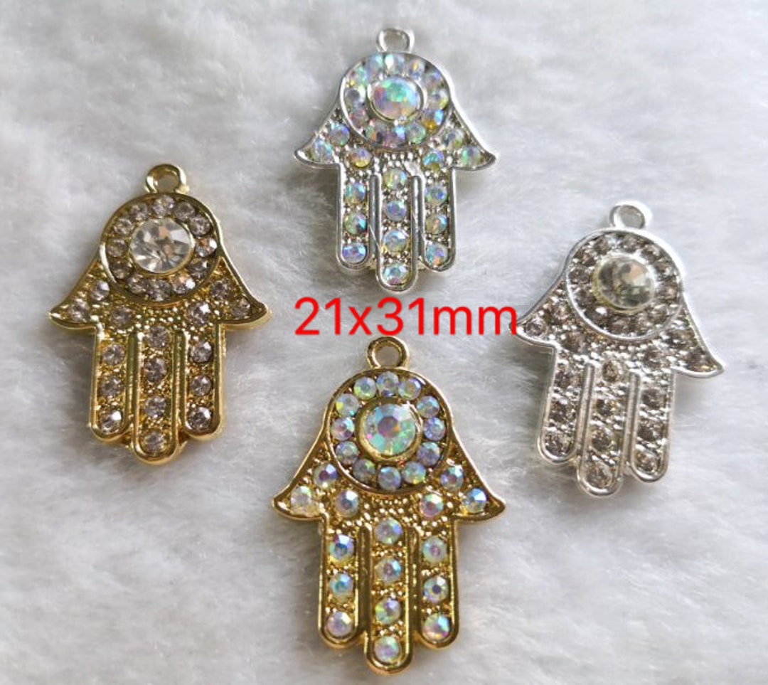 5/10/30pcs Hand of God Fatima Charms Pendant, Rhinestone Hamsa Hand ...