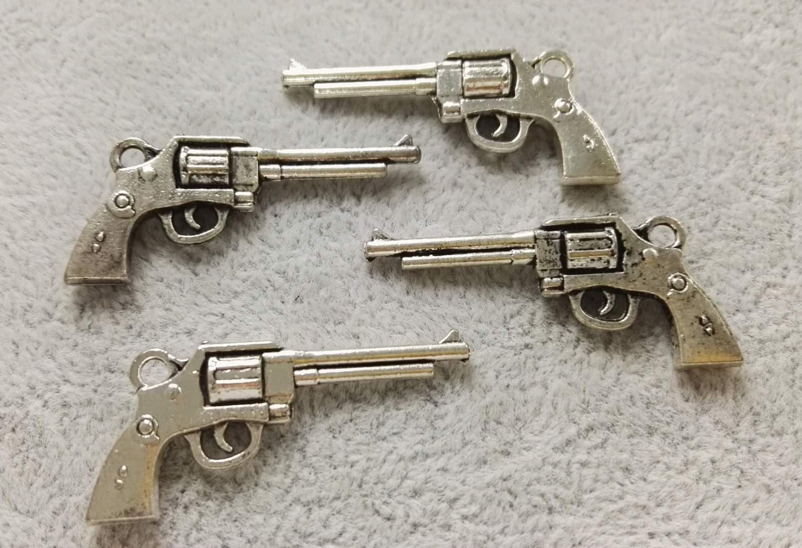 30 Pcs 3D Gun Charms , Antique Silver Gun Pendants , 32x16mm Firearms ...