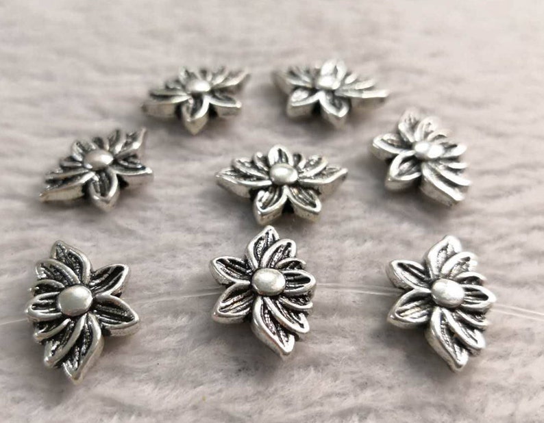 30pcs Double Sided Lotus Flower Beads 10x15mm Silver Lotus - Etsy