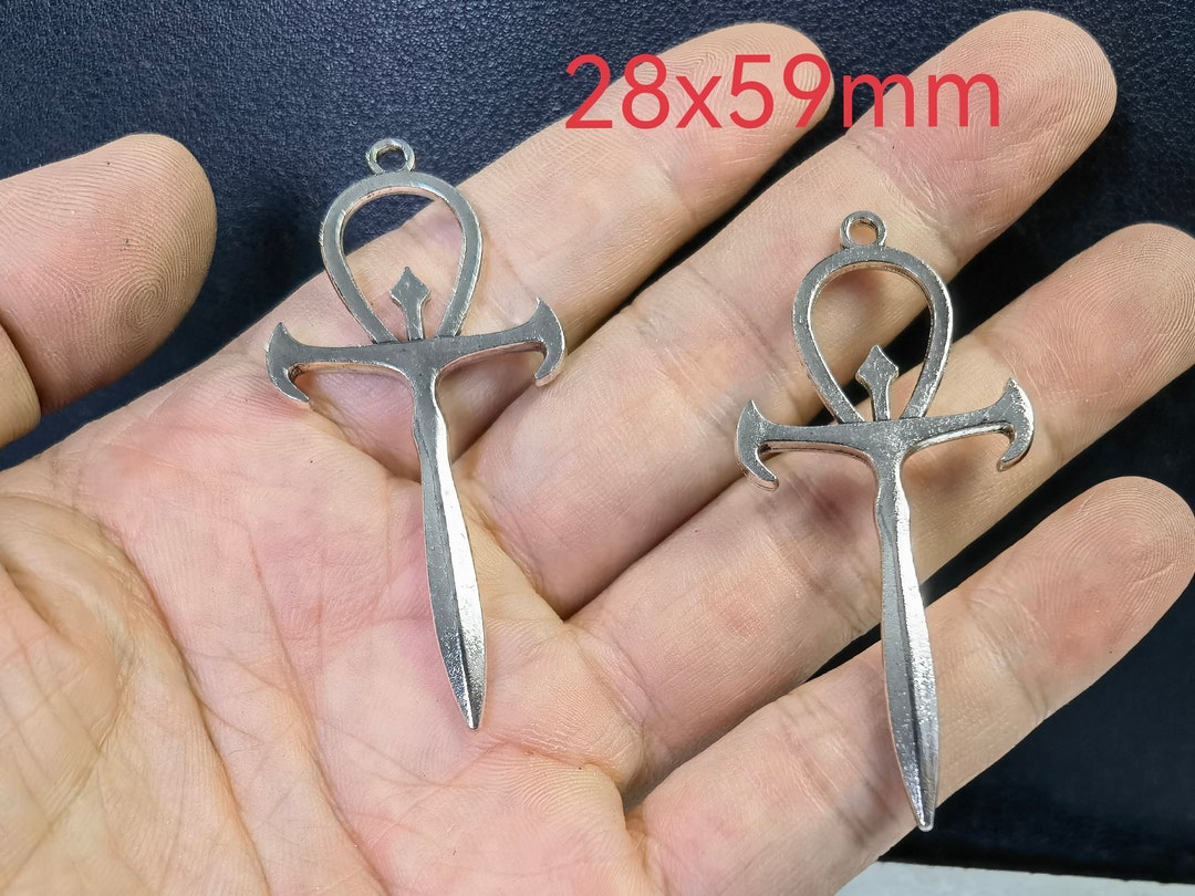 28x59mm Antique Silver Vampire Cross Pendant, Vampiric Logo ,gothic ...