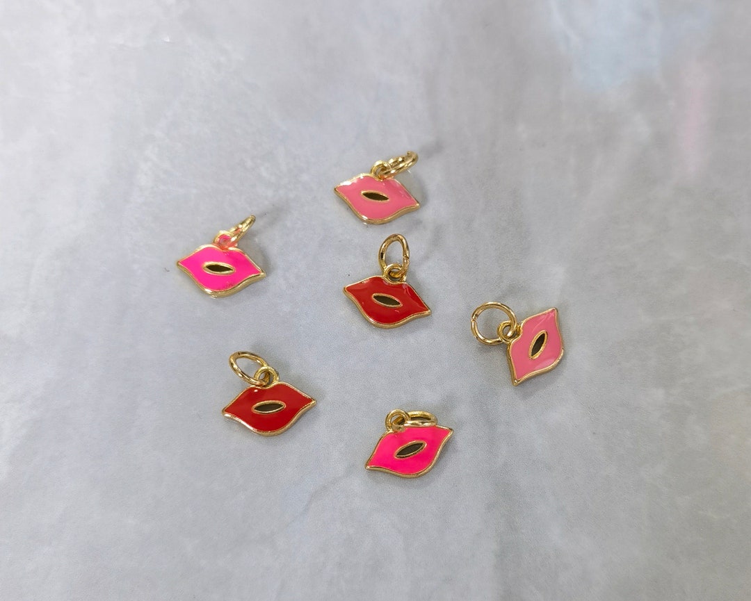 Enamel Lips Charms ,10x8mm Lips Pendant , Tiny Little Lips Jewelry ...