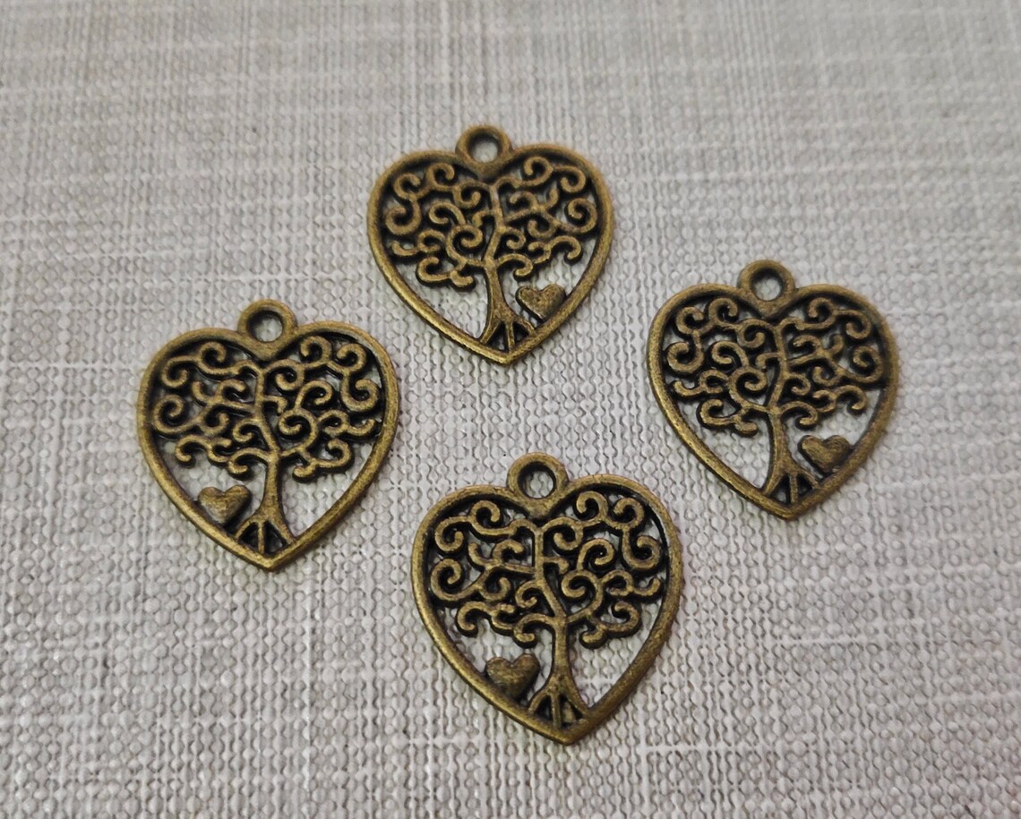 40pcs Double Sided Tree of Life Charms heart Tree Charm tree | Etsy
