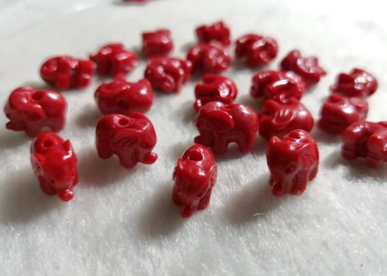 30pcs Resin Elephant Beads ,red Elephant Beads , Elephant Jewelry ...