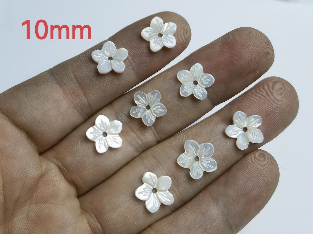 10mm Mother of Pearl Flower Beads ,hand Carved Shell Flower Beads ...