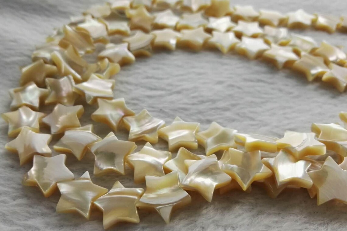 1 Full Strand Mother of Pearl Star Beads Pearl Star Beads - Etsy