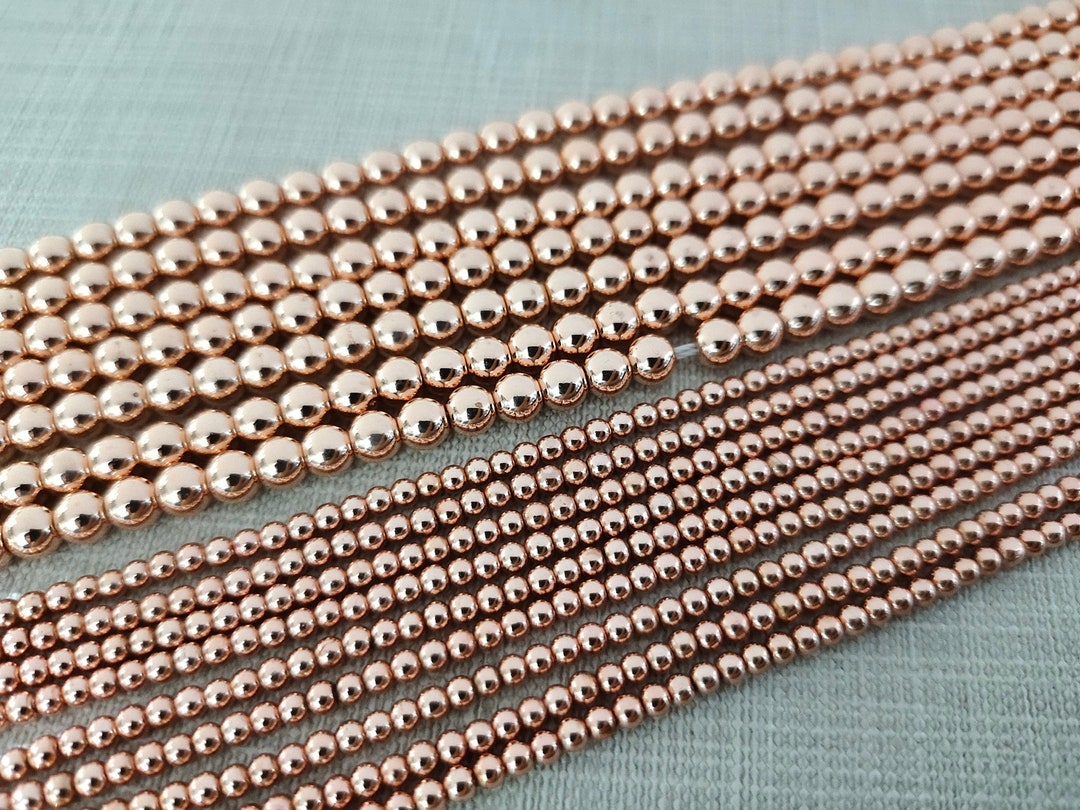 2mm 4mm Rose Gold Hematite Beads , Hematite Round Beads, Rose Gold ...