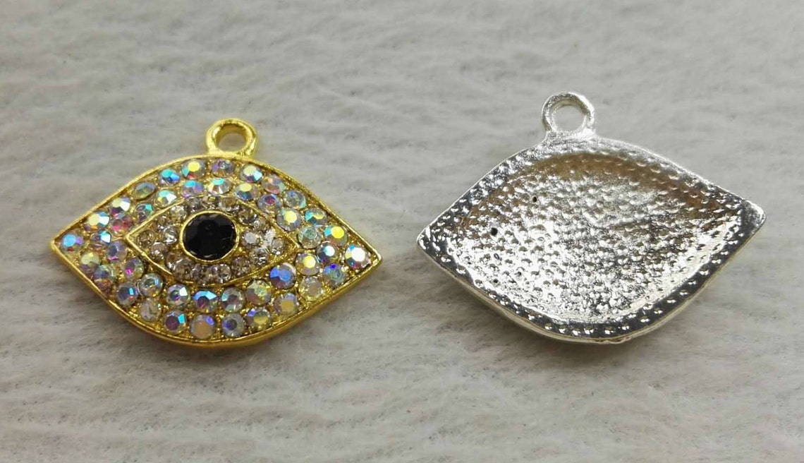 5pcs Rhinestone Evil Eye Charms , Evil Eye Pendants , Evil Eye Jewelry ...