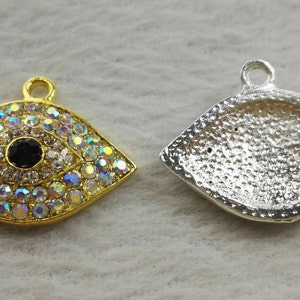 5pcs Rhinestone Evil Eye Charms , Evil Eye Pendants , Evil Eye Jewelry ...