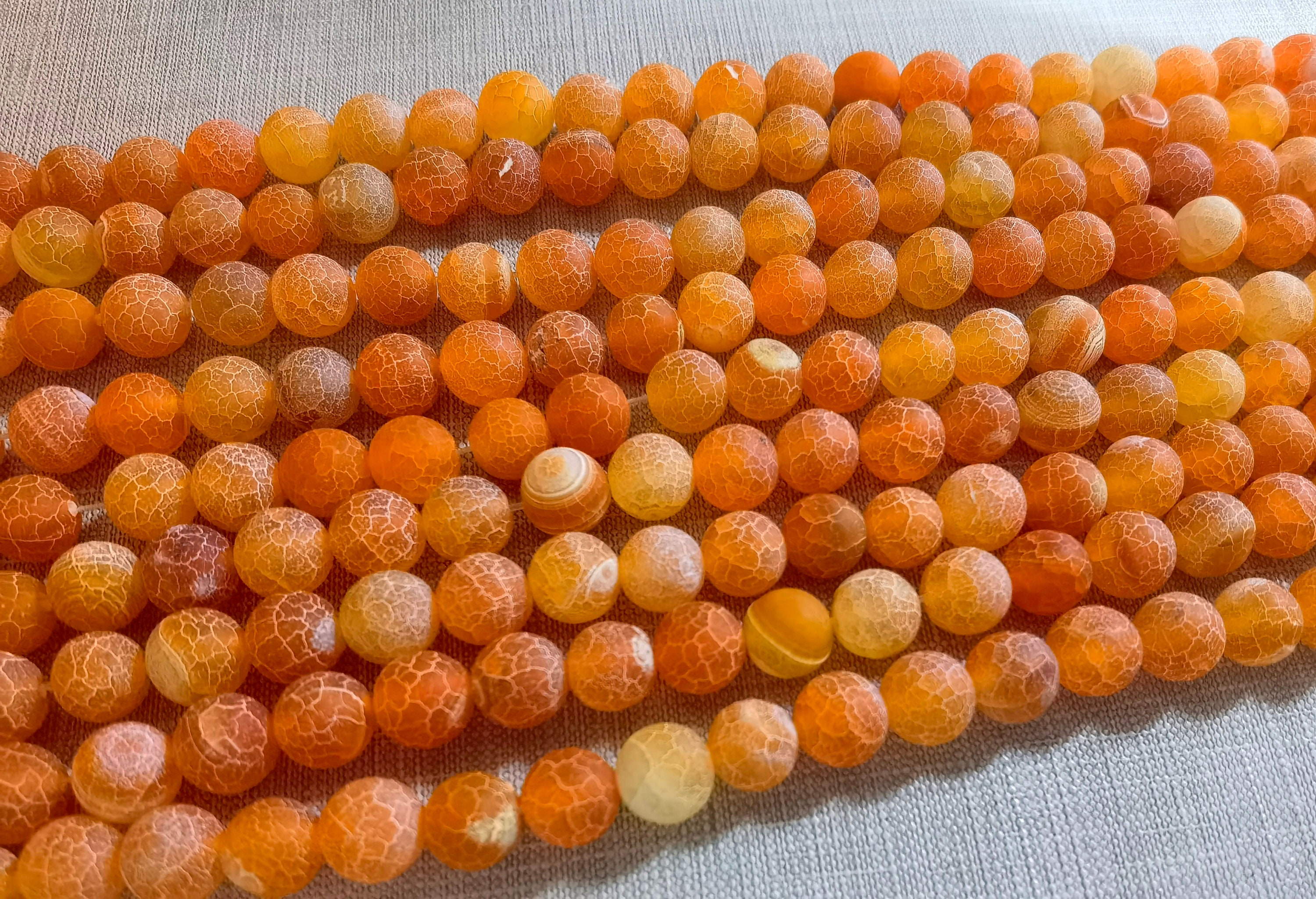1 Full Strand 8mm 10mm Matte Agate Beads orange Frosted Agate - Etsy