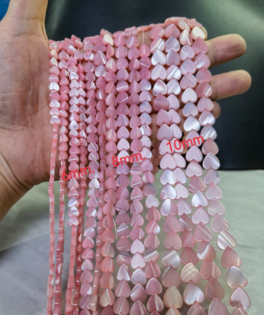 Mother of Pearl Heart Shape Beads ,pink MOP Heart Beads ,6mm 8mm 10mm ...