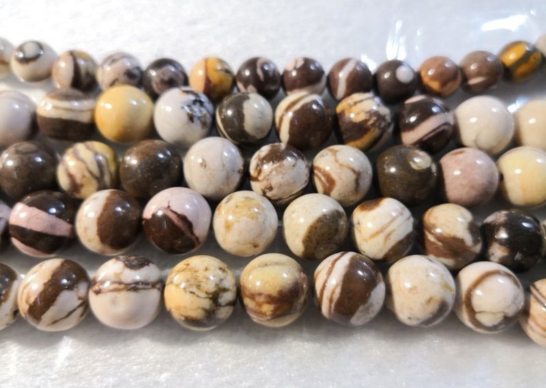 1 Full Strand 6mm 8mm 10mm Natural Zebra Beads Zebra Jasper | Etsy