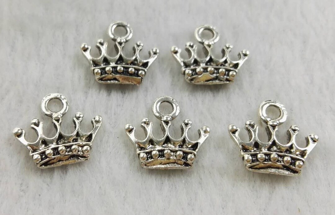 50pcs Double Sided Crown Charms ,crown Pendant , Antique Silver Crown ...